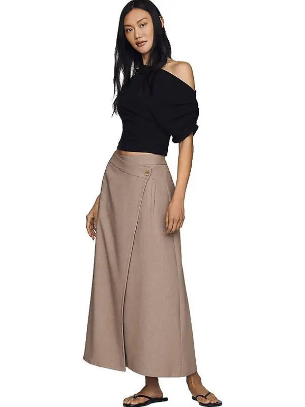 Anthropologie Crossover Wrap Maxi Skirt - Deep Mink