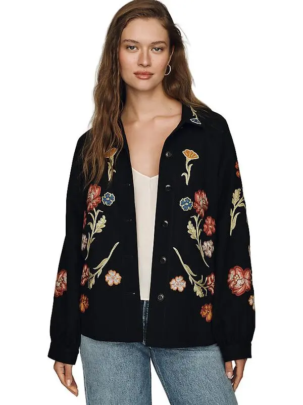 The Great. Cotton Embroidered Button-down Shirt - Almost Black