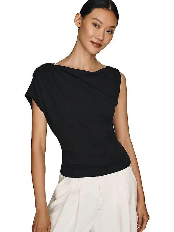 NATION LOS ANGELES Asymmetrical Draped Top - Black