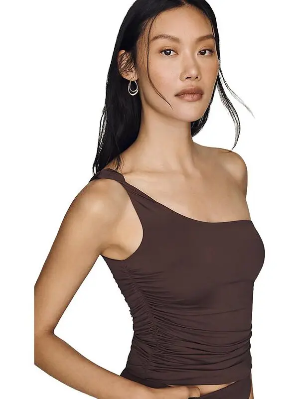Bardot One-shoulder Top - Chocolate