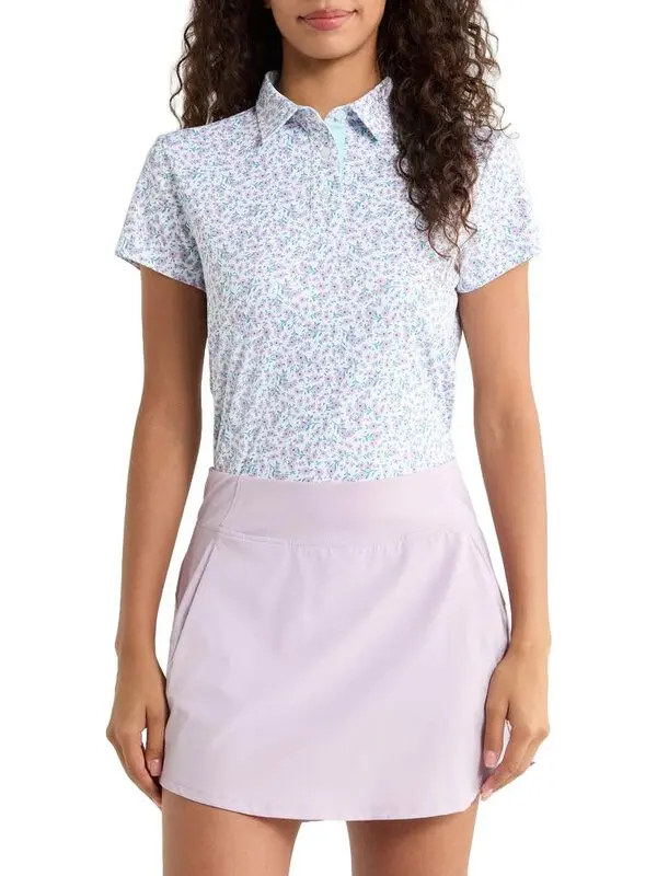 SWANNIES Talia Ditsy Floral Half Placket Polo - Lilac