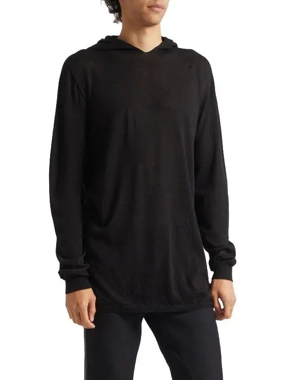Rick Owens Oversized Hooded Wool Sweater - Black
