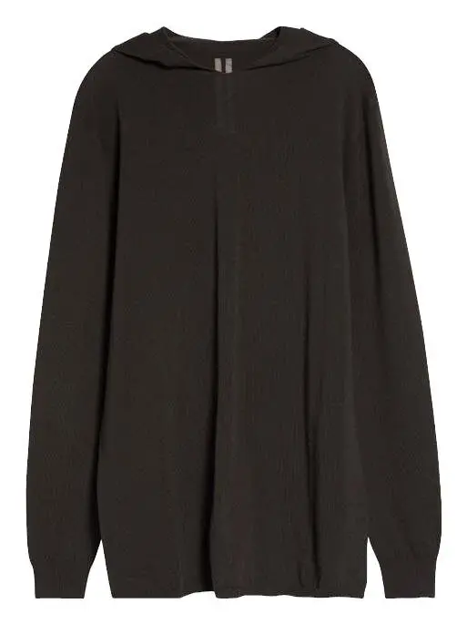 Rick Owens Oversized Hooded Wool Sweater - Dark Dust