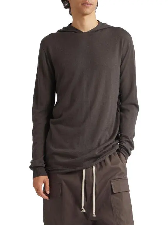 Rick Owens Oversized Hooded Wool Sweater - Dark Dust
