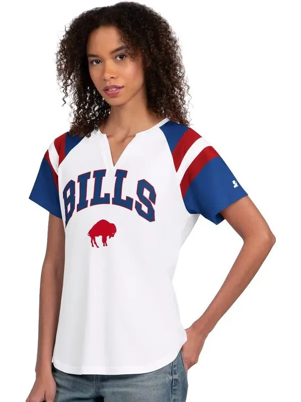 STARTER Buffalo Bills Game On Notch Neck T-shirt - White