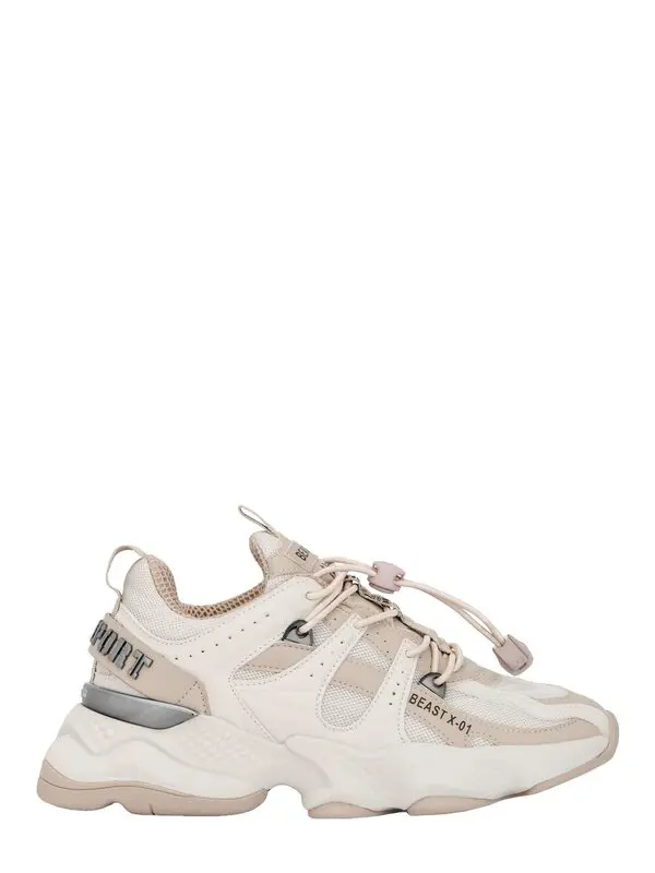 PLEIN SPORT Black Athletic Sneakers With Drawstring Fastening - Beige