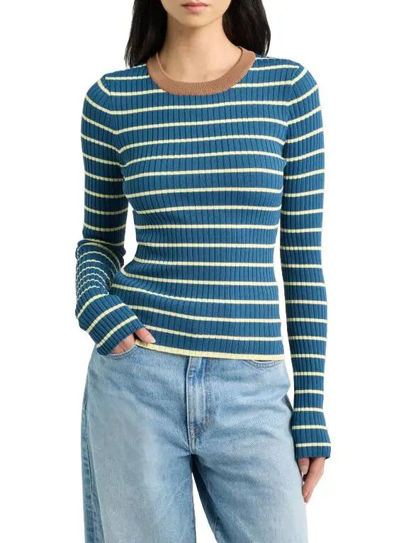 Solid & Striped The Dora Long Sleeve Ribbed Knit Top - Deep Canal