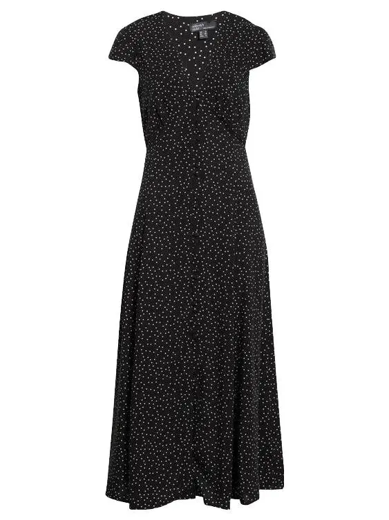 NOBODY'S CHILD Avery Polka Dot Midi Dress - Black