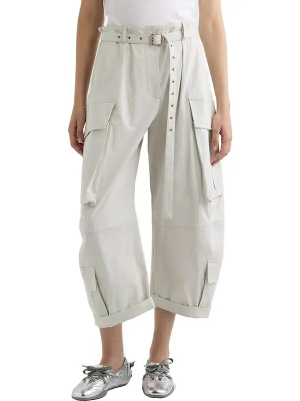 Acne Studios Pama Belted Twill Cargo Pants - Light Grey