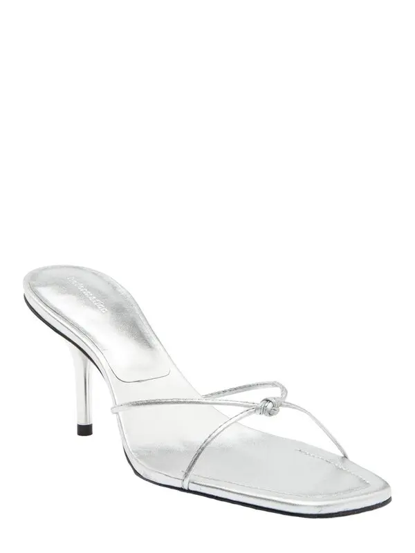 REFORMATION Cooper Slide Sandal - Silver Leather