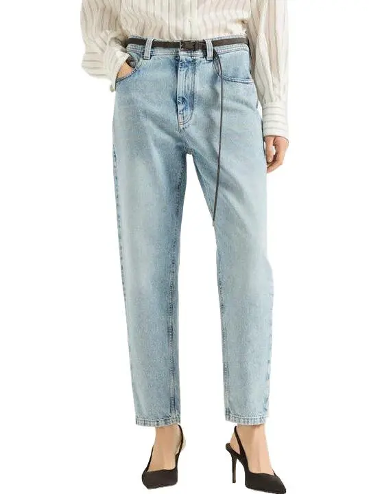 Brunello Cucinelli Baggy Tapered Jeans - Light Denim