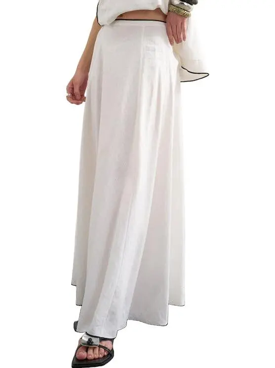 Topshop Linen Blend Maxi Skirt - White