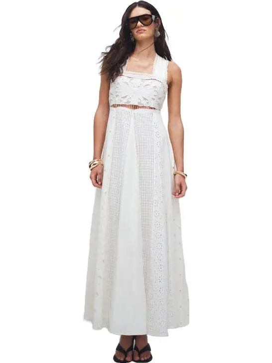 Topshop Sleeveless Embroidered Maxi Dress - White