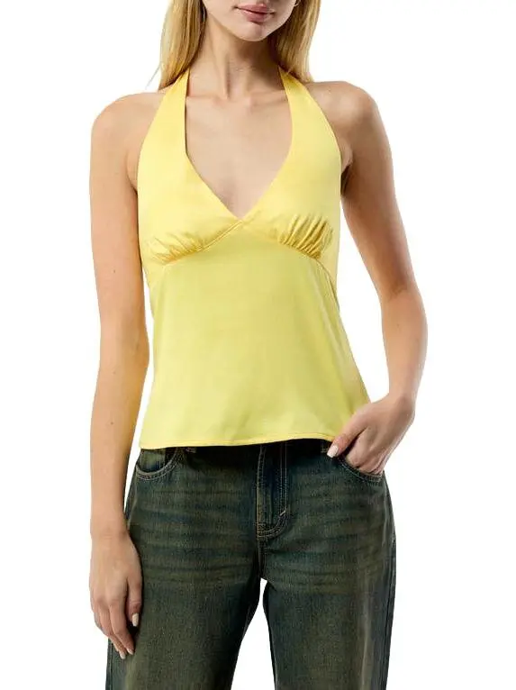 PACSUN Sally Woven Halter Top - Yellow