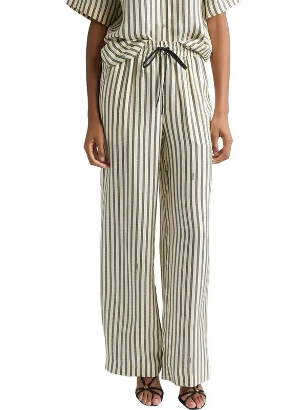Versace Meandros Silk Twill Pants - Ivory Black