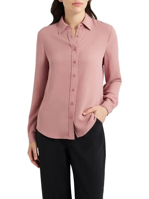 Anne Klein Clean Front Utility Button-up Shirt - Soft Primrose