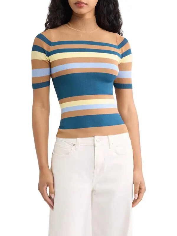 Solid & Striped The Rumi Mock Neck Top - Walnut Camel