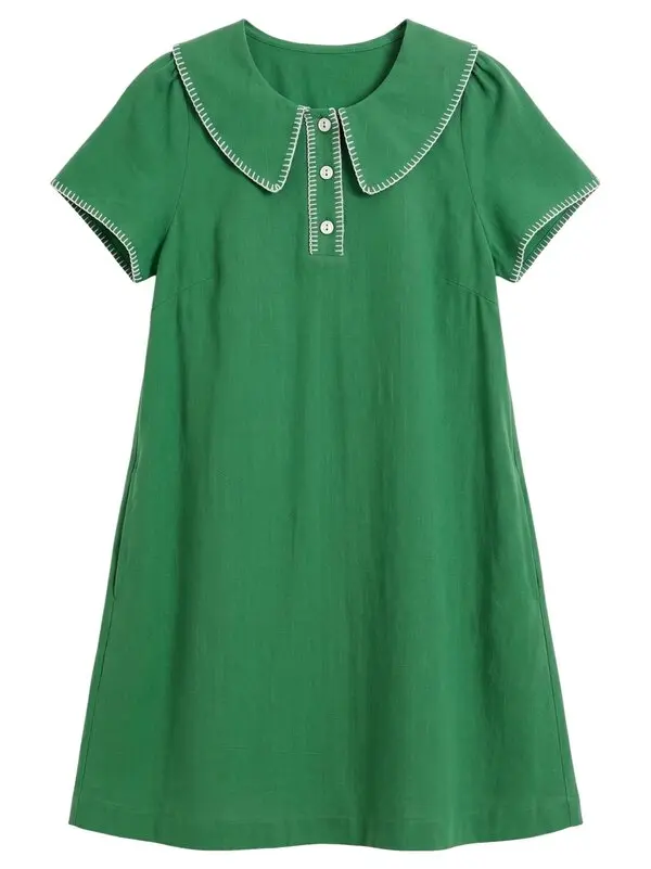 LOUCHE A-line Mini Dress With Contrast Stitching - Green