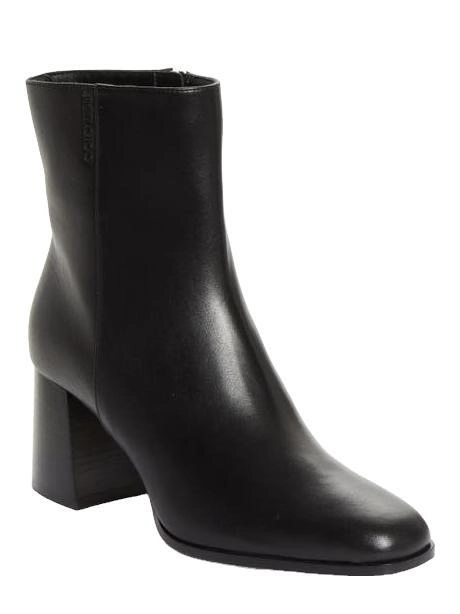 JIMMY CHOO Linne Leather Zip Up Block Heel Bootie - Black