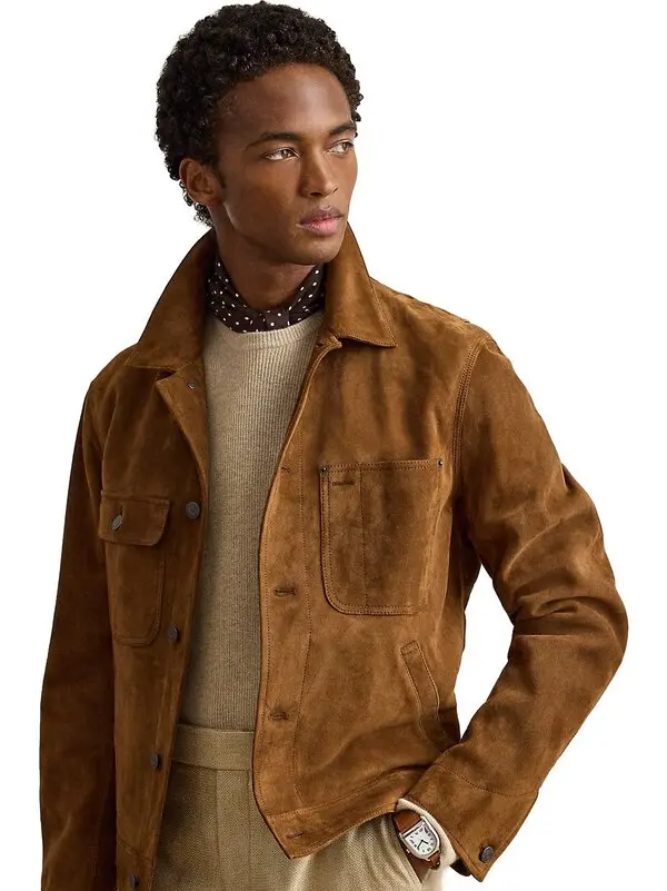 Ralph Lauren Ryder Suede Jacket - Chestnut