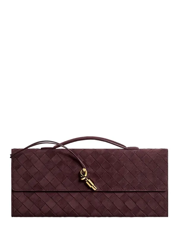 Bottega Veneta Andiamo Clutch With Intrecciato Weave - Rosso