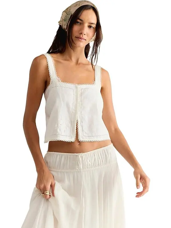 Free People Nora Embroidered Top - White