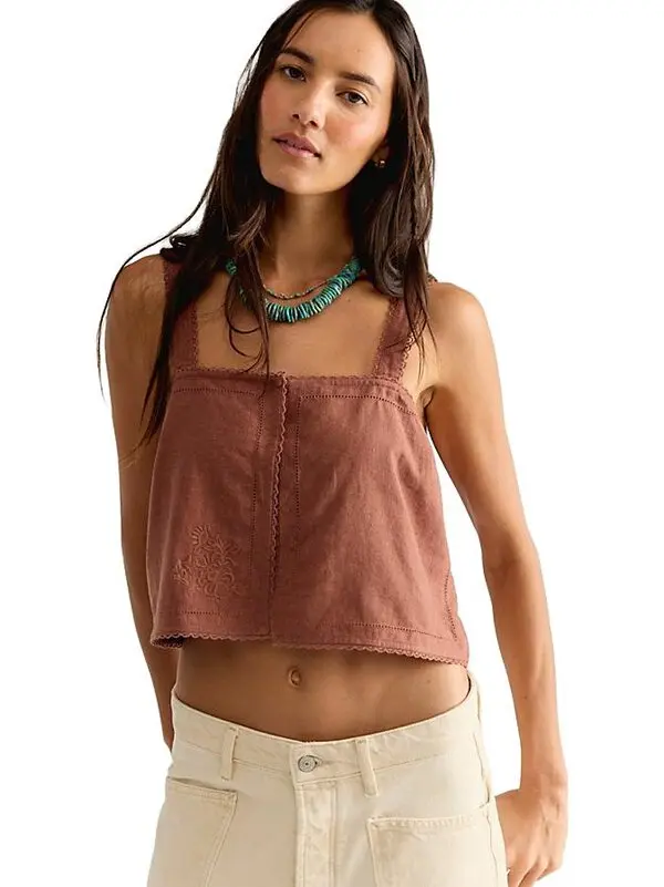 Free People Nora Embroidered Top - Withered Rose