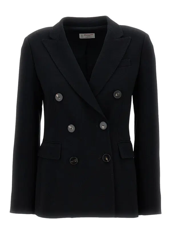Alberto Biani Double-breasted Cady Blazer - Nero