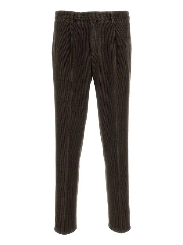 BRIGLIA 1949 Corduroy Stretch Tencel Cotton Pants - Marrone