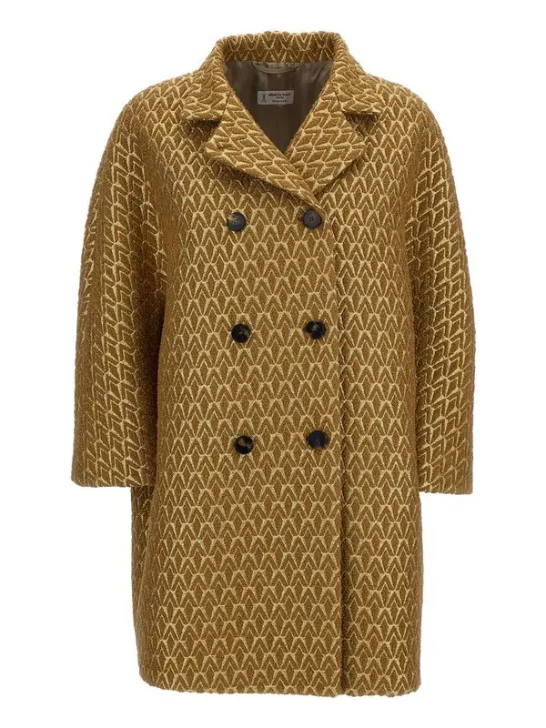 Alberto Biani Double-breasted Jacquard Coat - Oro
