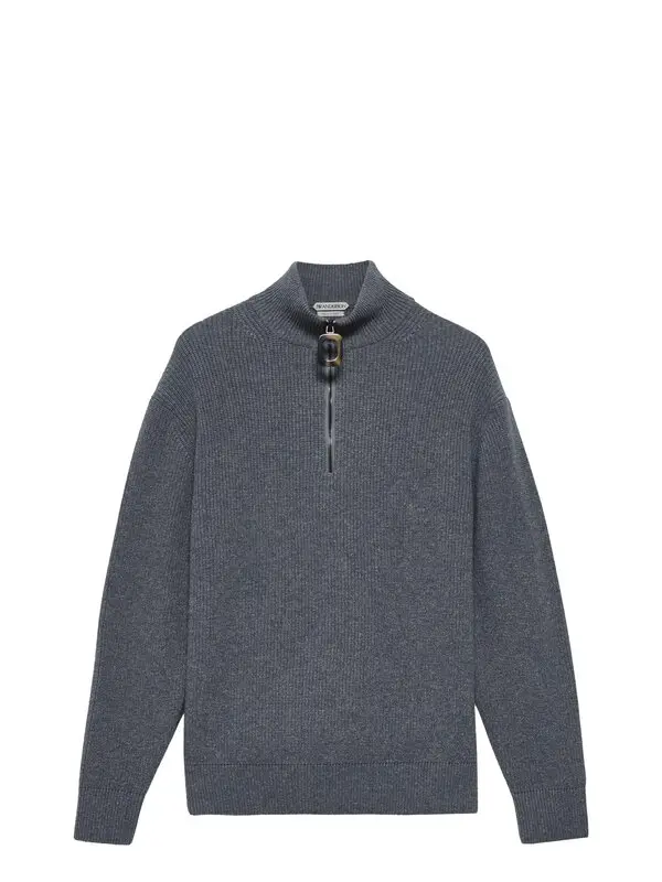 JW Anderson Half-zip Ribbed Hoodie - Grey