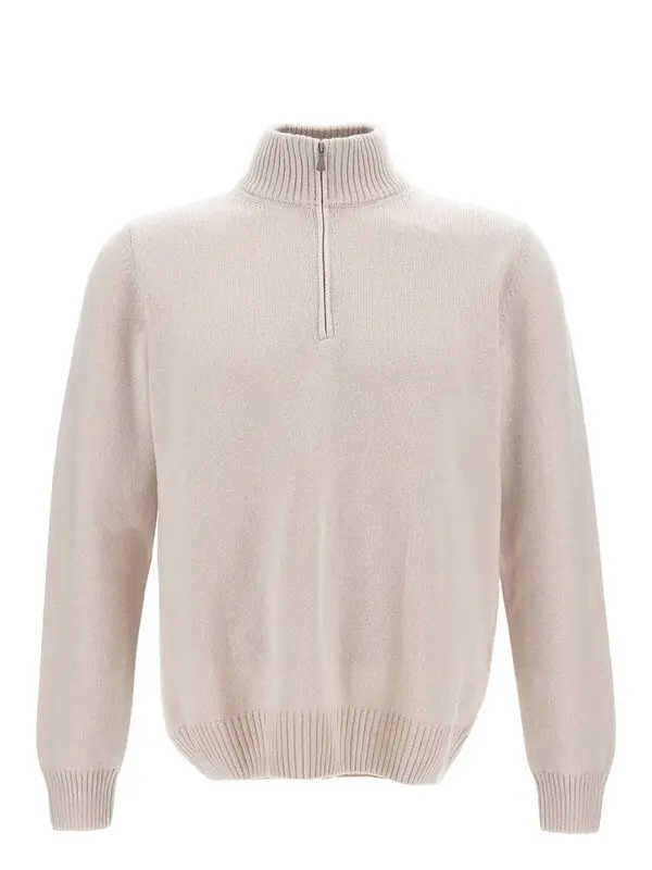 GRAN SASSO Zip-up Turtleneck Sweater - White