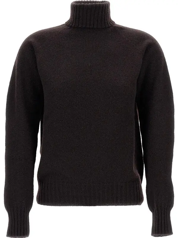 DRUMOHR Brushed Wool Turtleneck Sweater - Marrone