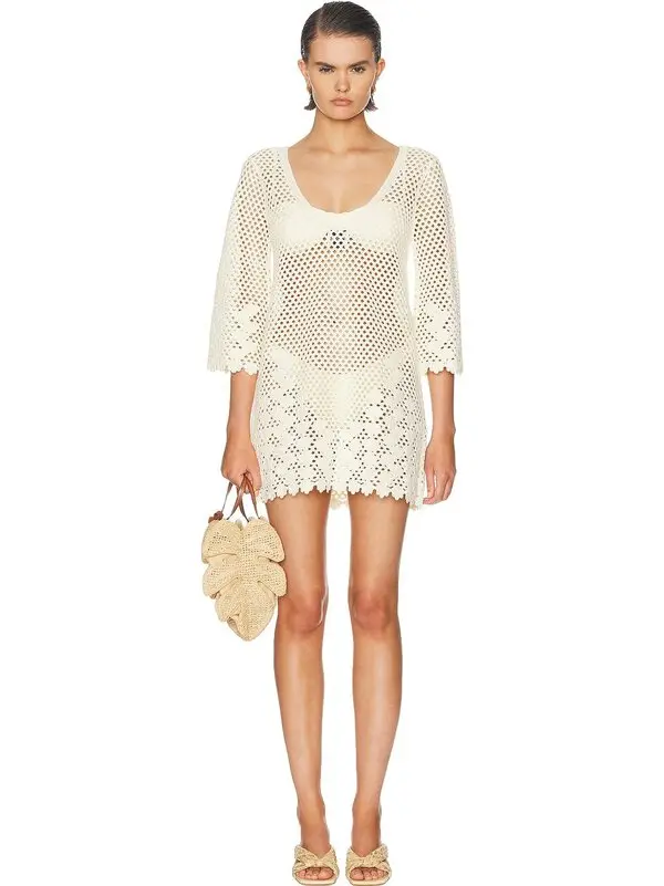 Posse Saskia Dress Crochet Knit - Ivory
