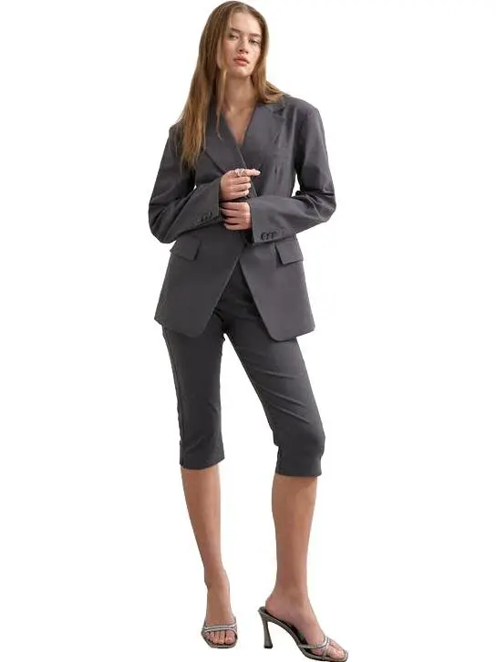 Topshop Bengaline Capri Pants - Charcoal