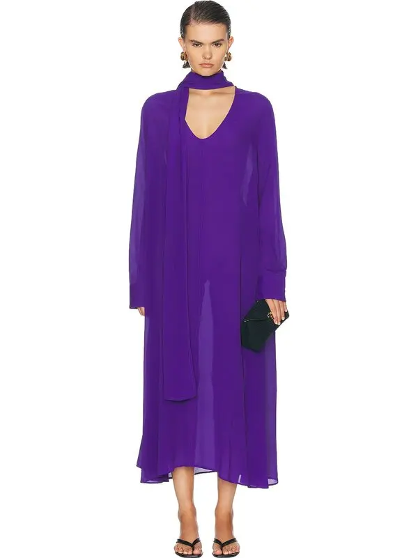 TOTEME Purple Viscose Dress With Attached Scarf - Amethyst