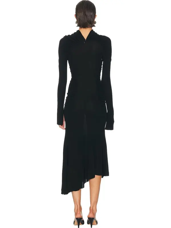 Victoria Beckham Long Sleeve Gathered Dress - Black