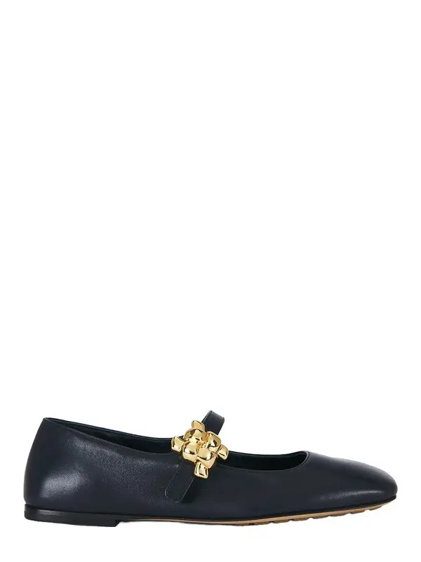 Bottega Veneta Charlotte Mary Jane Ballerina Flat - Midnight
