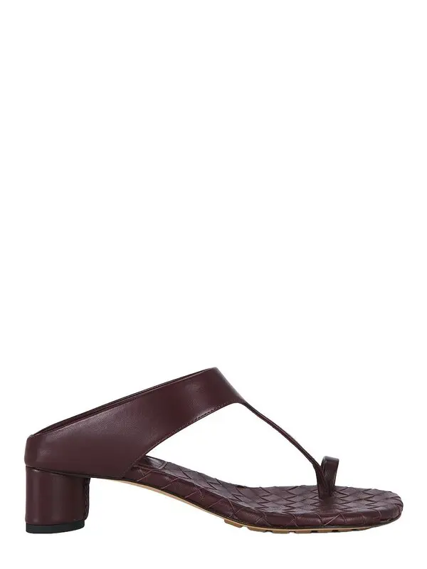 Bottega Veneta Livia Kitten Heel Thong Sandal - Deep Mahogany