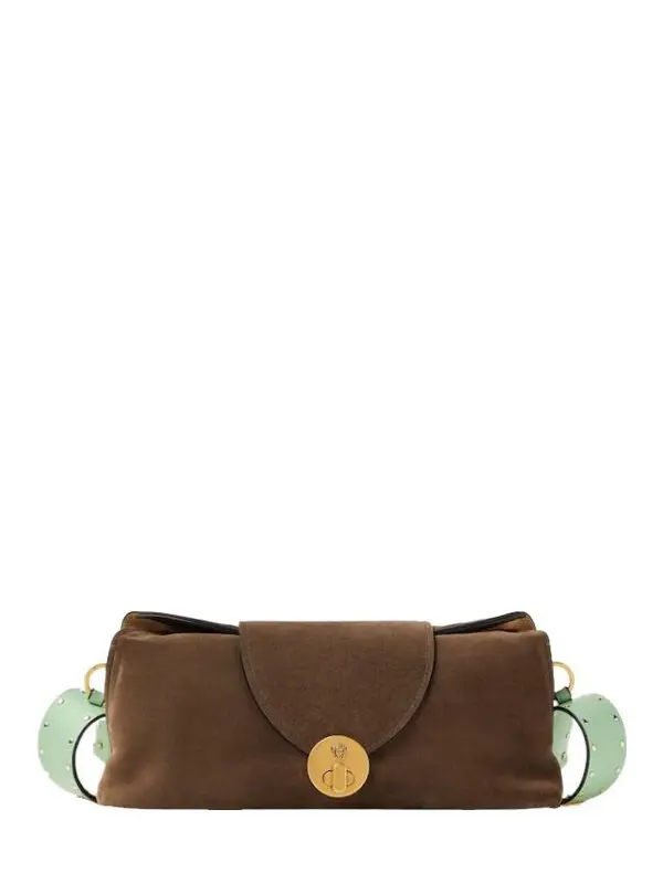 Versace Vivian Embellished Suede Clutch - Brown