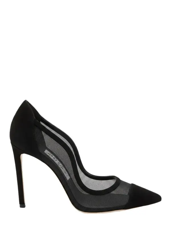 JIMMY CHOO Brigitte Mesh-panel Suede Stiletto Pumps - Black
