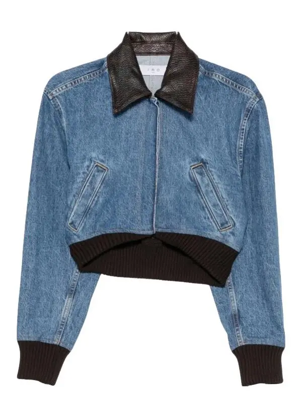 IRO PARIS Long-sleeve Cropped Denim Jacket With Ribbed Cuffs And Hem - Blue