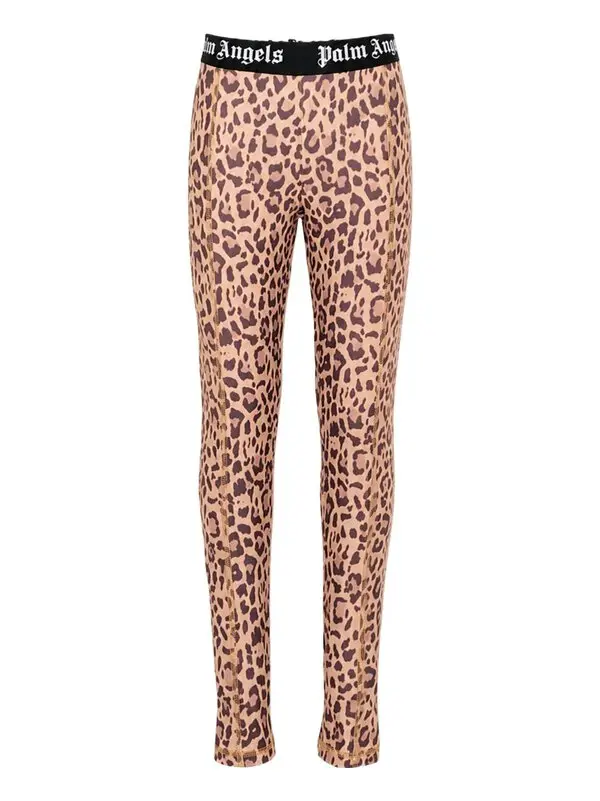 Palm Angels Logo Leggings - Brown
