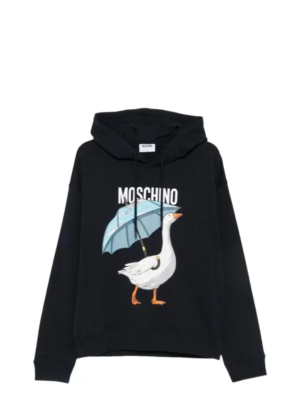 Moschino Long Sleeve Hooded Sweatshirt - Navy Blue