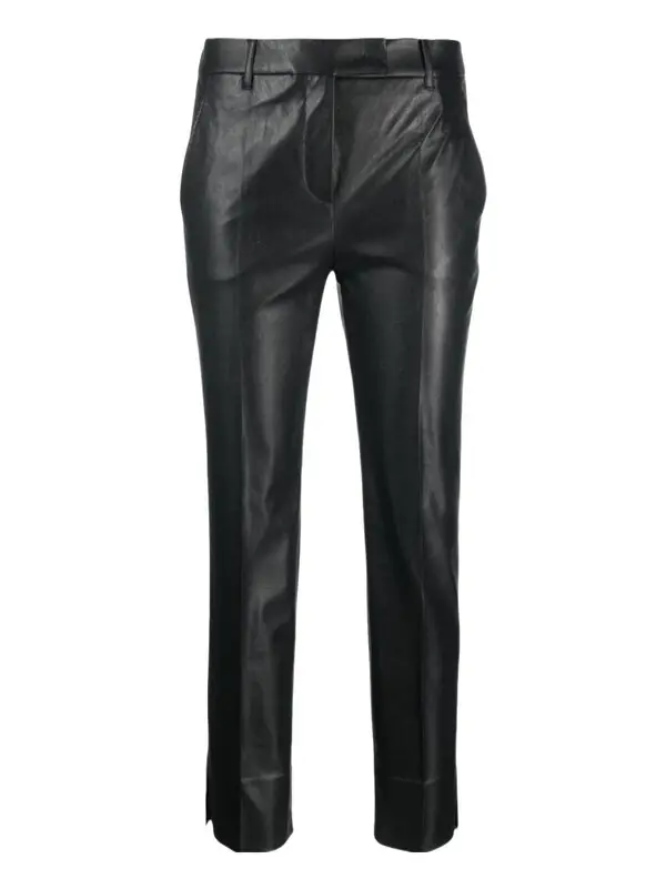 Incotex Slim-cut Faux-leather Trousers - Black