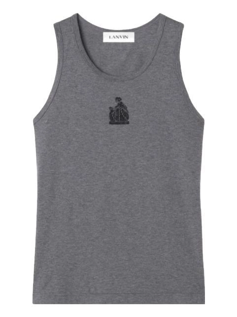LANVIN Mother And Daughter Embroidered Tank Top - Dark Grey Blend