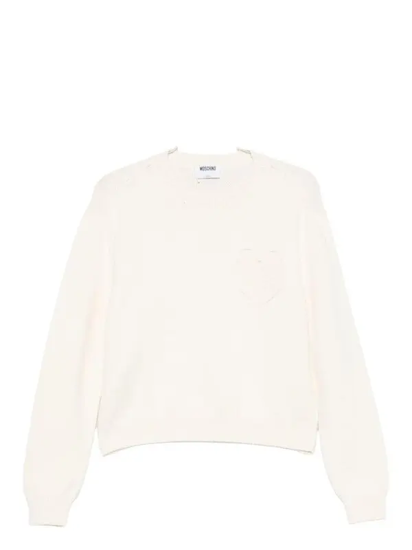 Moschino Heart Motif Crew Neck Sweater - Ivory