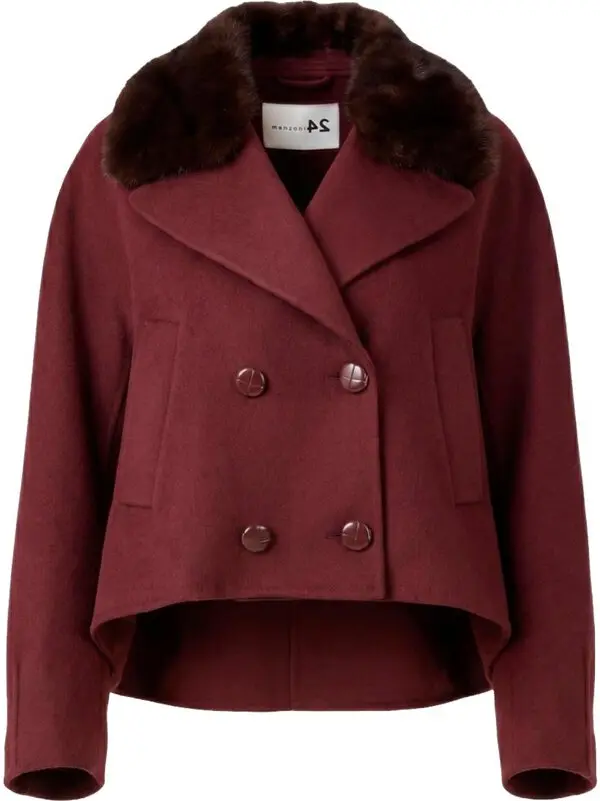 MANZONI 24 Long Sleeve Fur Collar Jacket - No