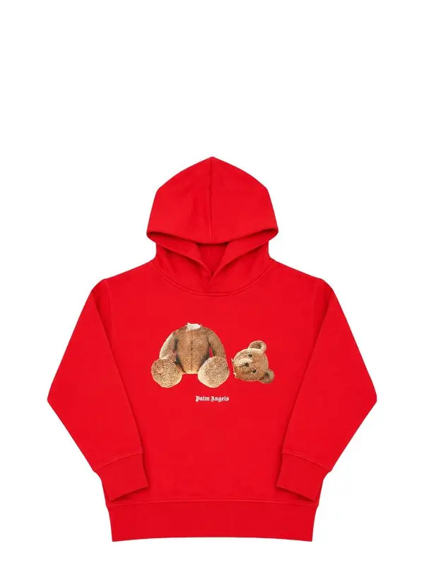 Palm Angels Bear Print Hoodie - Red