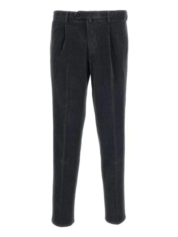 BRIGLIA 1949 Corduroy Trousers With Belt Loops - Black